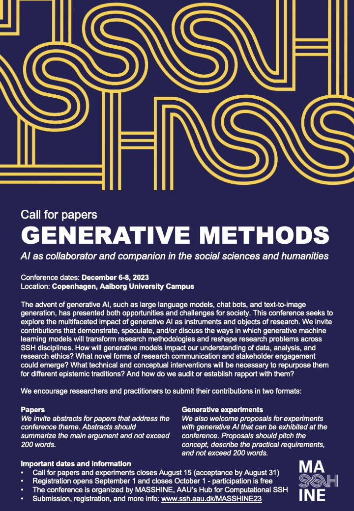 Call for papers: "Generative Methods: AI as collaborator and companion in the social sciences ...